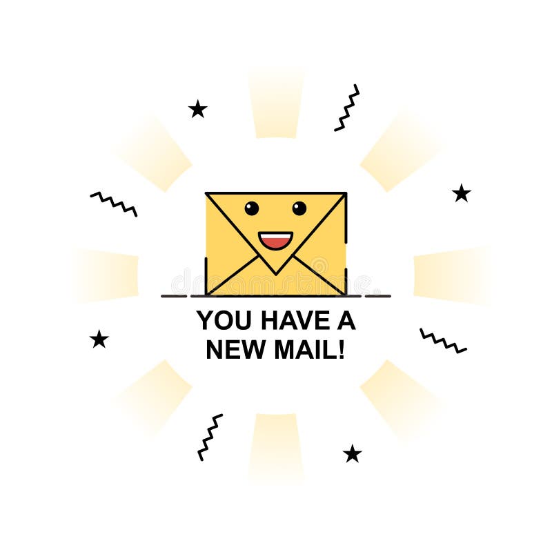 Cute and Simple Mail Notification Design. Stock Vector - Illustration ...