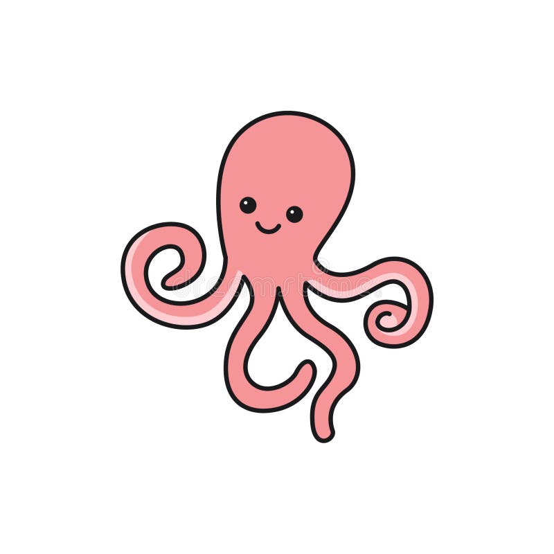 Cute and Simple Octopus Vector Illustration Stock Illustration ...