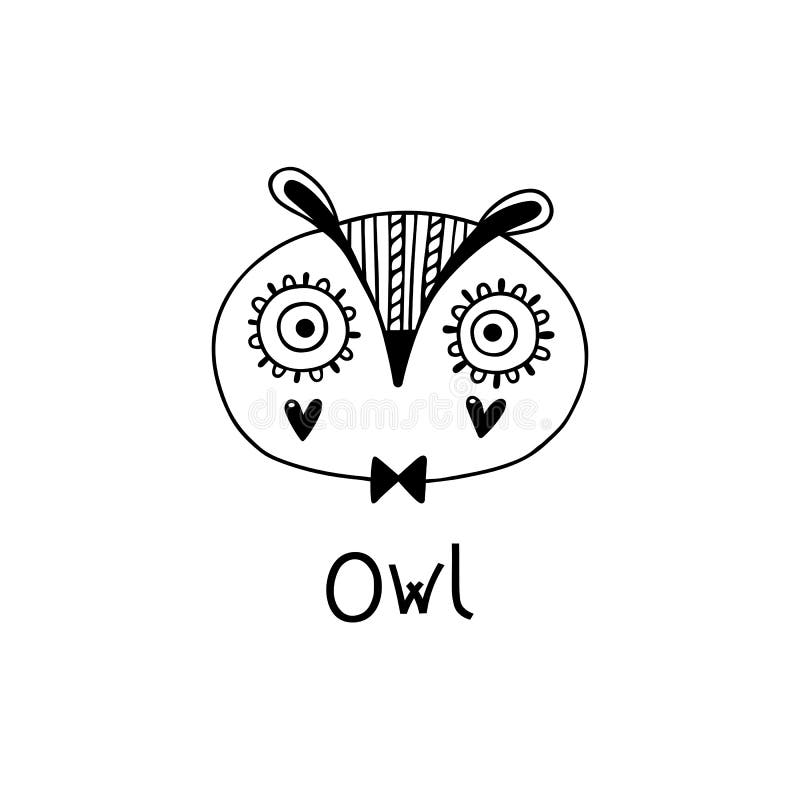 Cute, Simple Owl Face Cartoon Style. Vector Illustration Stock Vector ...