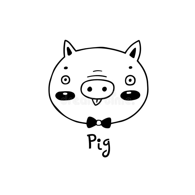 Cute, Simple Pig Face Cartoon Style. Vector Illustration Stock Vector ...