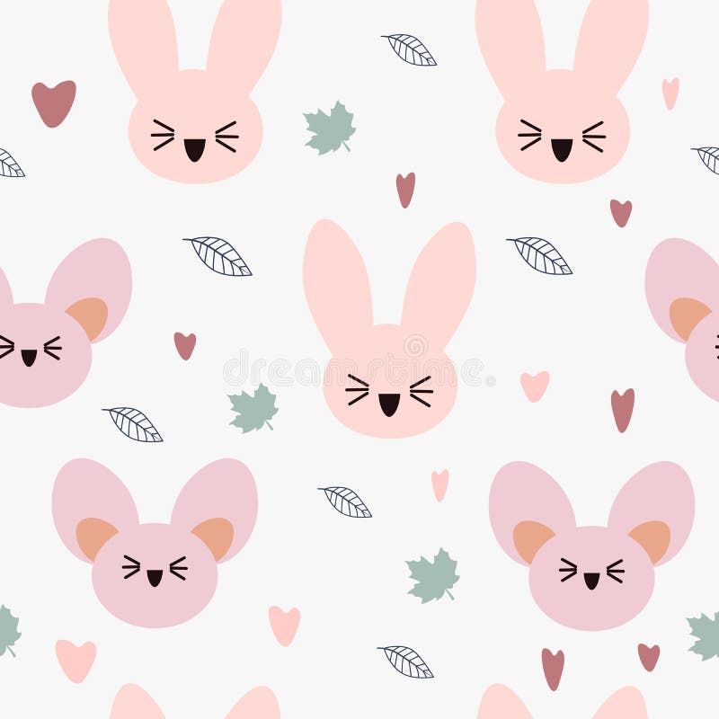 Cute Simple Rabbit and Mouse Seamless Pattern Stock Vector ...