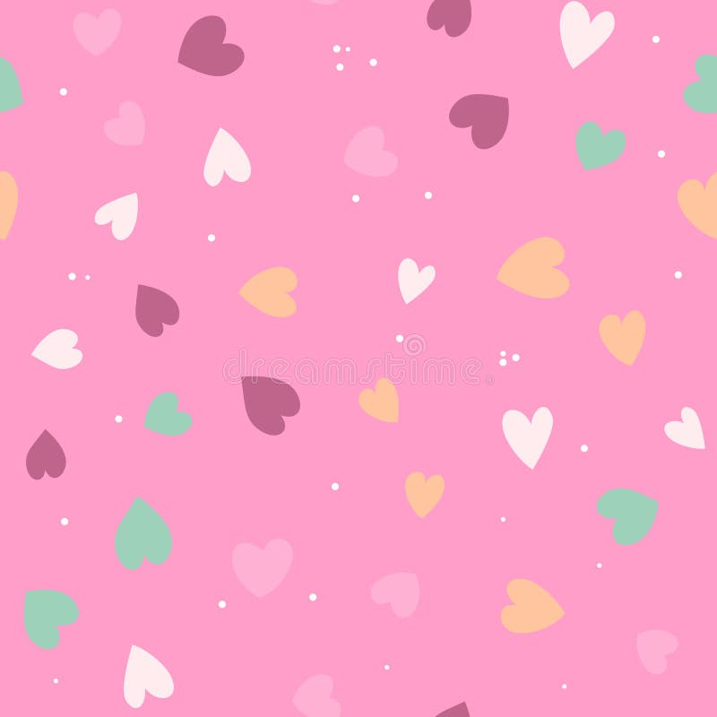 Cute Simple Seamless Pattern Love Heart Background. Vector Illustration ...