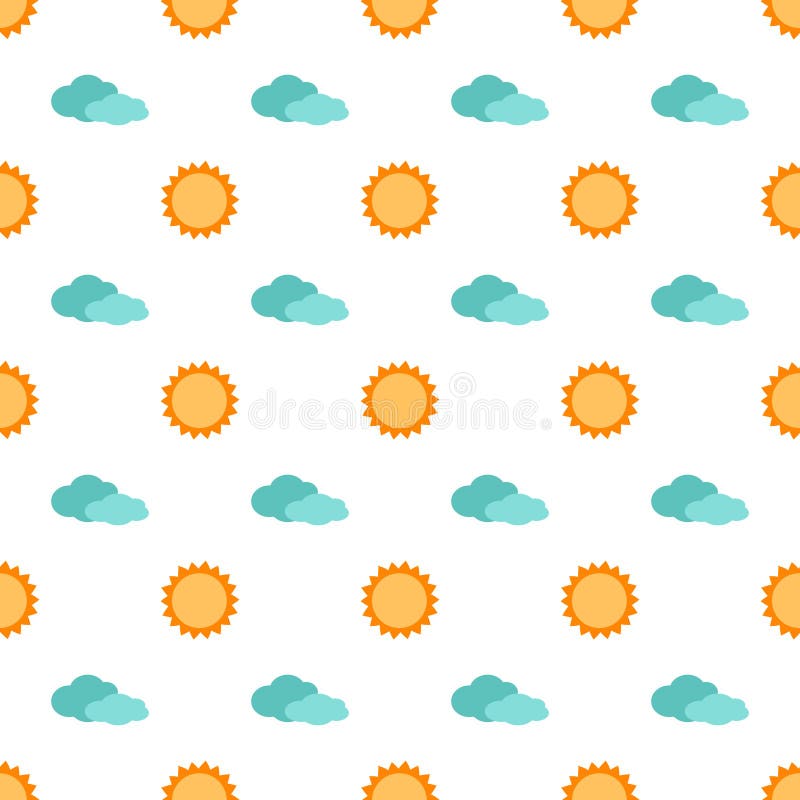 Cute Simple Seamless Pattern with Sun and Cloud. Children Print for ...