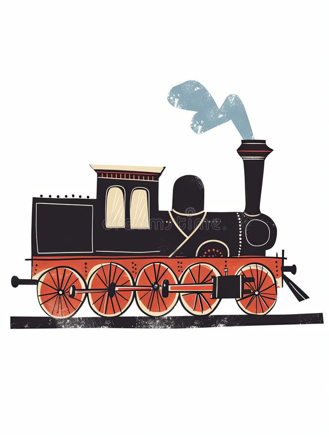 Cute Simple Steam Train. Child Poster Wall Art Stock Image - Image of ...