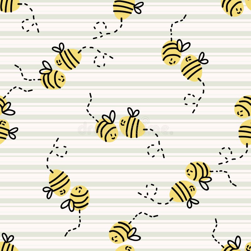 Cute Simple Bee Typography Doodle Clipart. Hand Drawn Stylized Insect ...