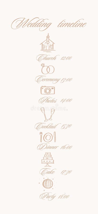 Cute and Simple Wedding Timeline Template. Marriage Line Icons and Text ...