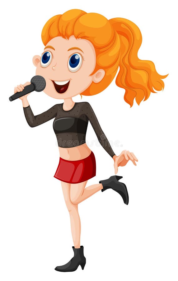 Cute Cartoon Girl Singing stock vector. Illustration of lovable - 2686266