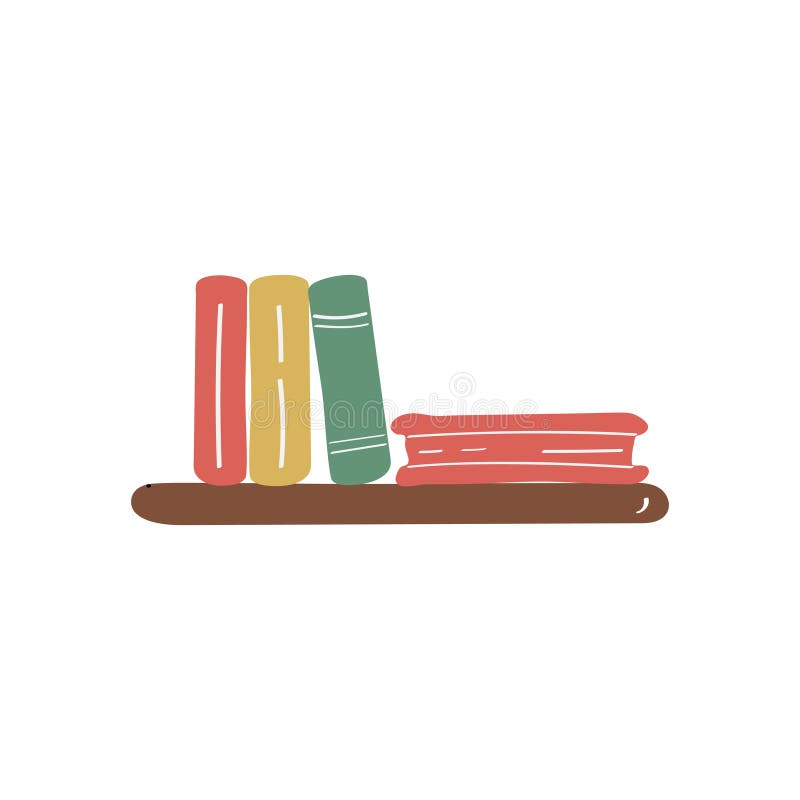 Cute Single Book Shelf Illustration. Vector Colored Flat Graphic Stock ...