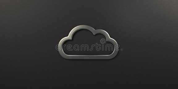 Silver Cloud Logo. on Black Background 3D Rendering Illustration Stock ...