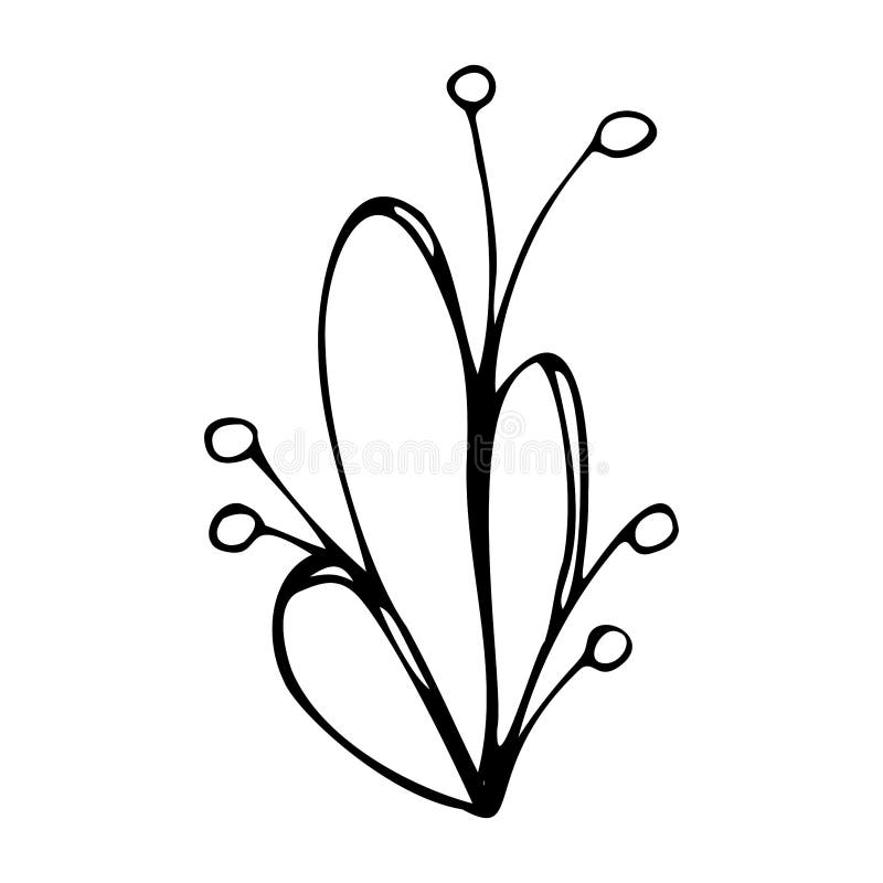 Cute Single Hand Drawn Floral Elements in Doodle Style Stock Vector ...