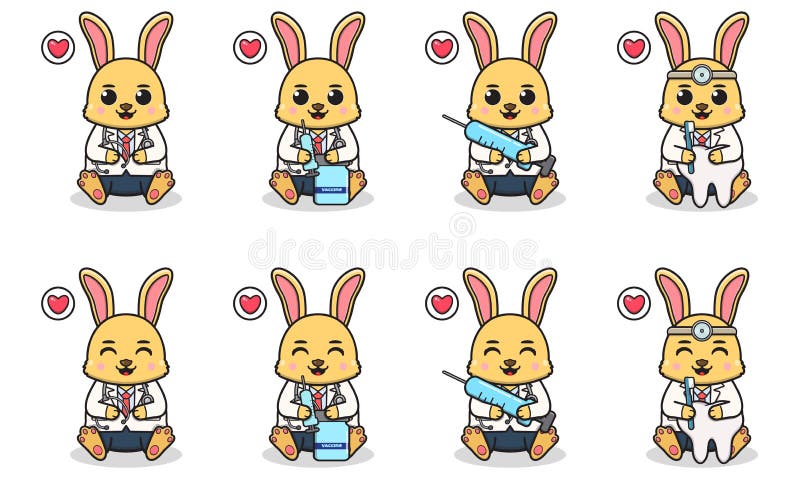 Vector Illustration of Cute Sitting Rabbit Doctor Stock Vector ...