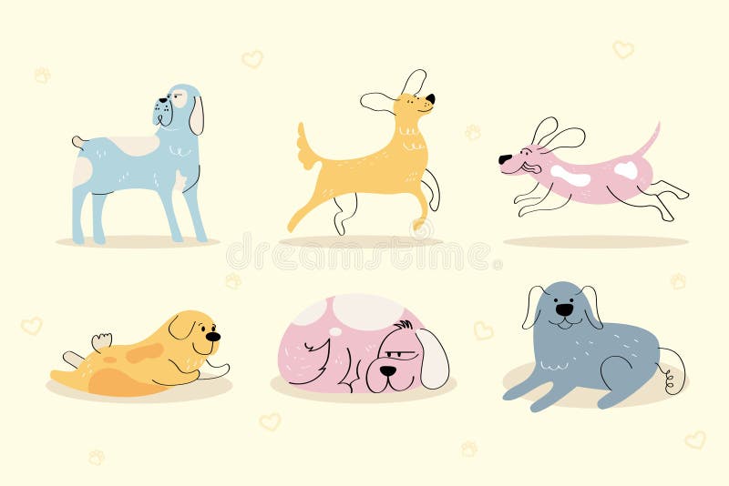 Cute six dogs animals stock vector. Illustration of nature - 265522034