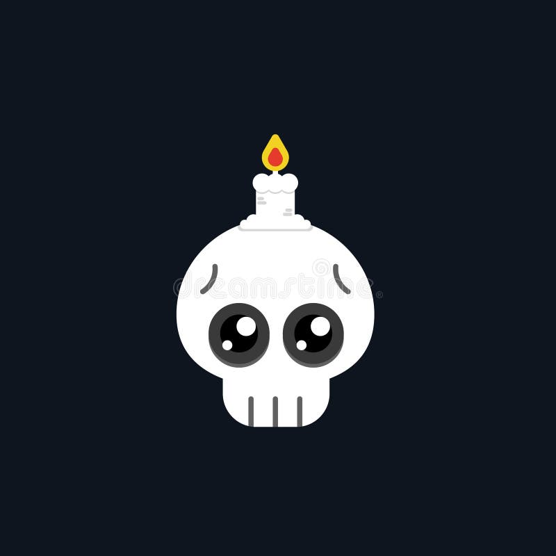 Cute Skull Cartoon Flat Design Elements,Vector and Illustration Stock ...