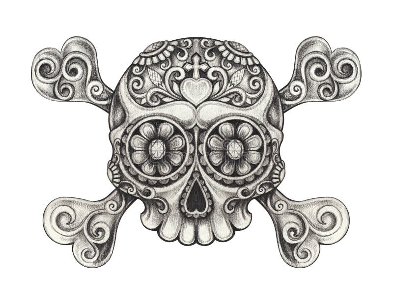 Cute Skull and Crossbones Day of the Dead. Stock Illustration ...