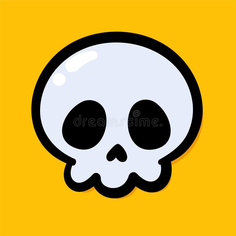 A Cute Skull Illustration on Yellow Background. Isolated Vector ...
