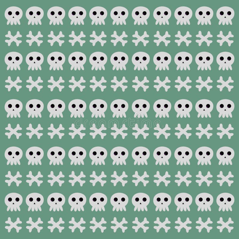 Cute Skulls on Green Background Pattern Texture Stock Vector ...