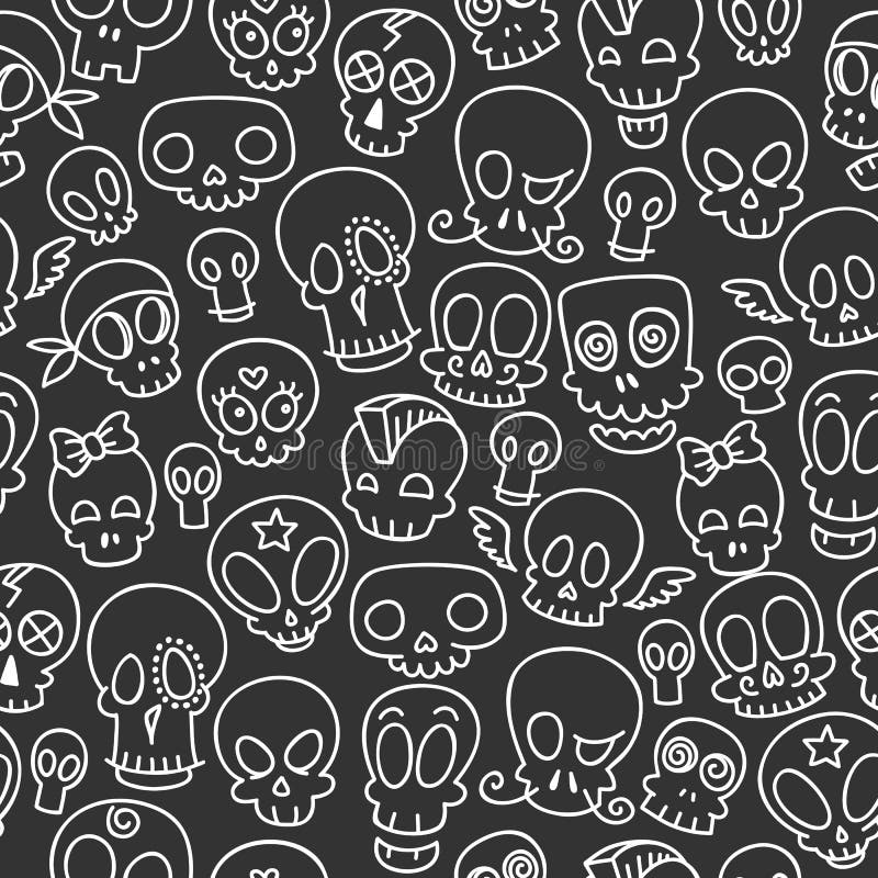 Cute skulls pattern stock vector. Illustration of drawing - 54490632