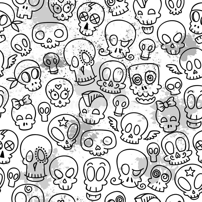 Cute skulls pattern stock vector. Illustration of monster - 55973661