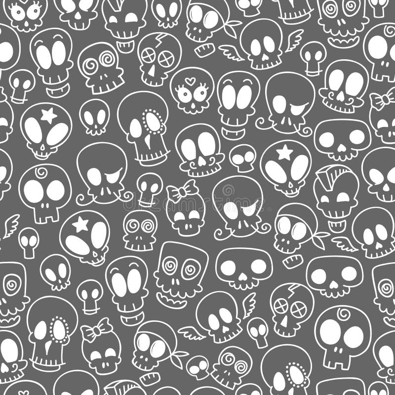 Cute skulls pattern stock vector. Illustration of paint - 56519484