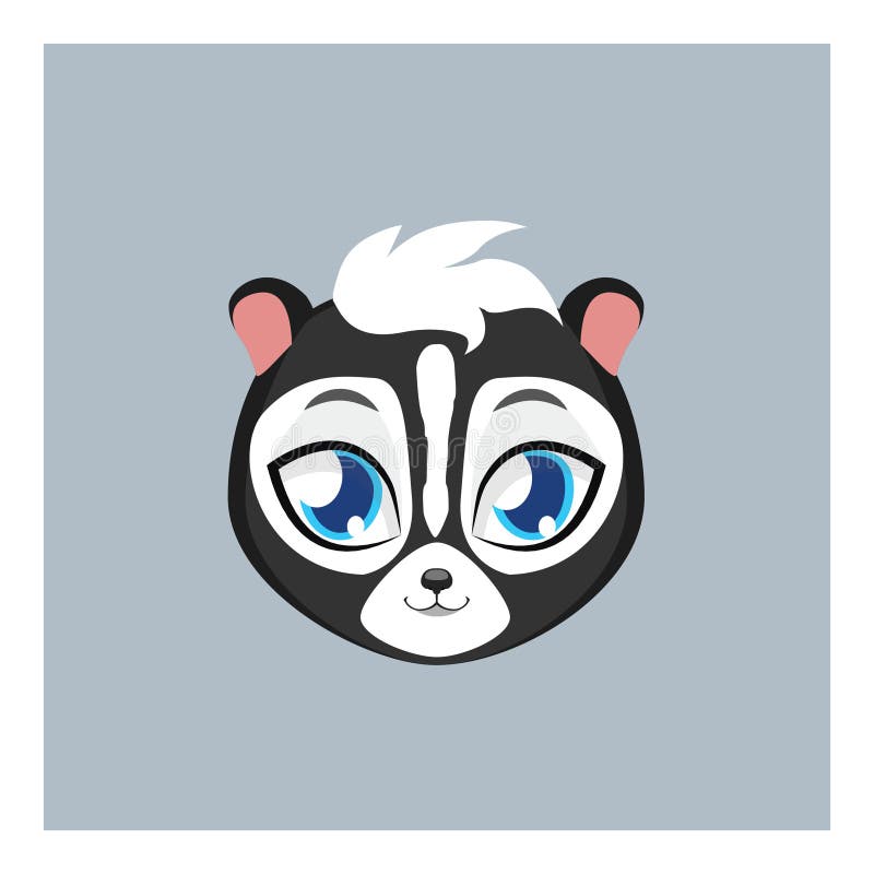 Cute Skunk Avatar with Flat Colors Stock Vector - Illustration of ...