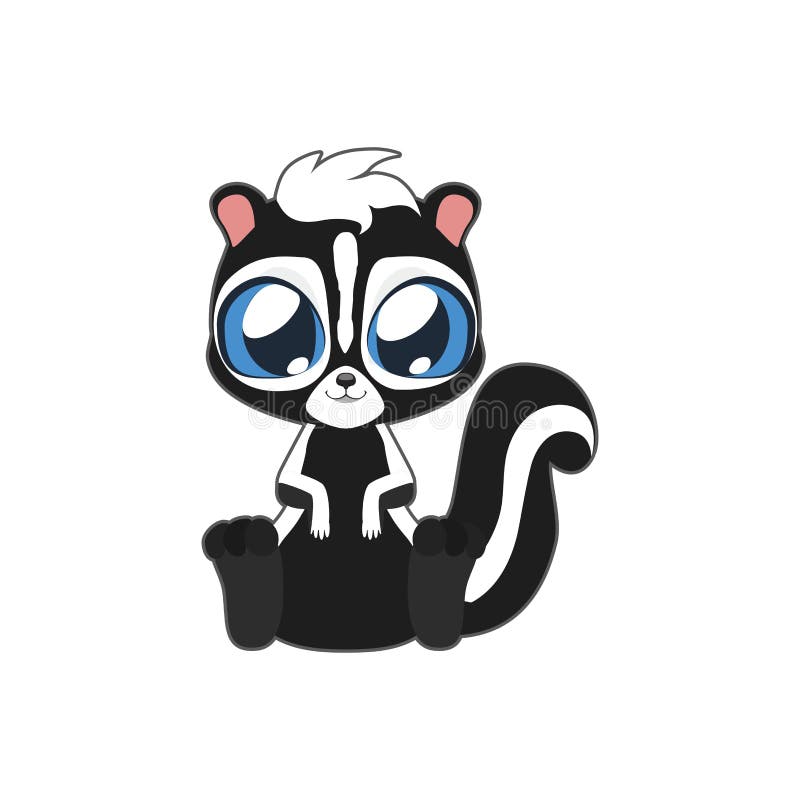 Cute Skunk Avatar with Flat Colors Stock Vector - Illustration of ...