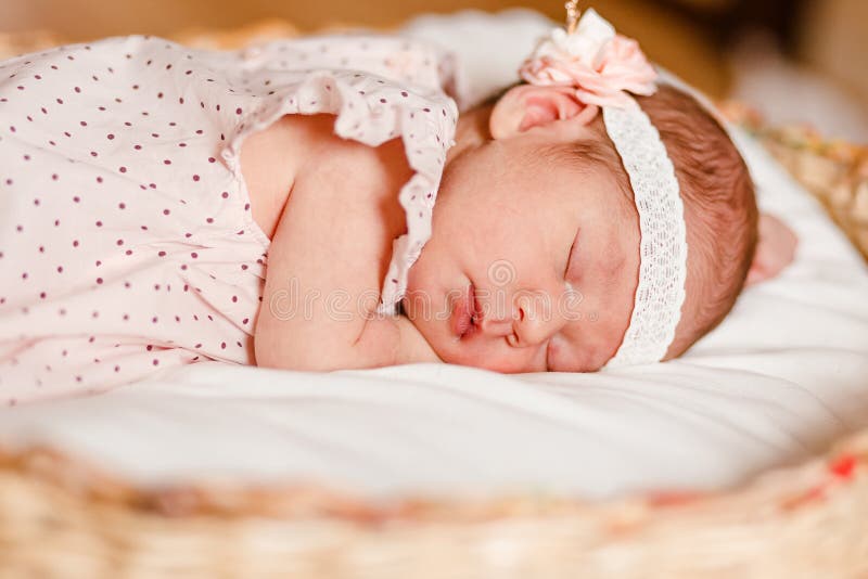 Cute Sleeping Baby Two Weeks from Birth Stock Image - Image of ...