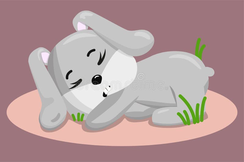 Cute Sleeping Bunny. Funny Illustration of a Sleeping Rabbit Stock ...