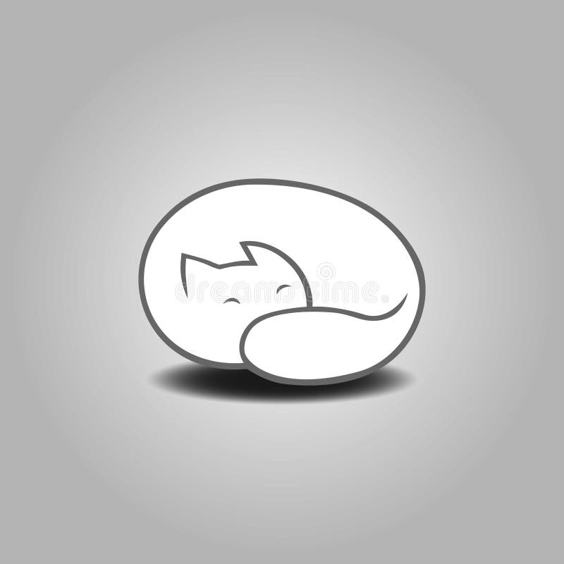 Cute Sleeping Cat Symbol, Icon on White Stock Vector - Illustration of ...