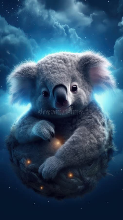 Cute Sleeping Cat on a Realistic Animal Portrait Cloud AI Generated Stock Illustration ...