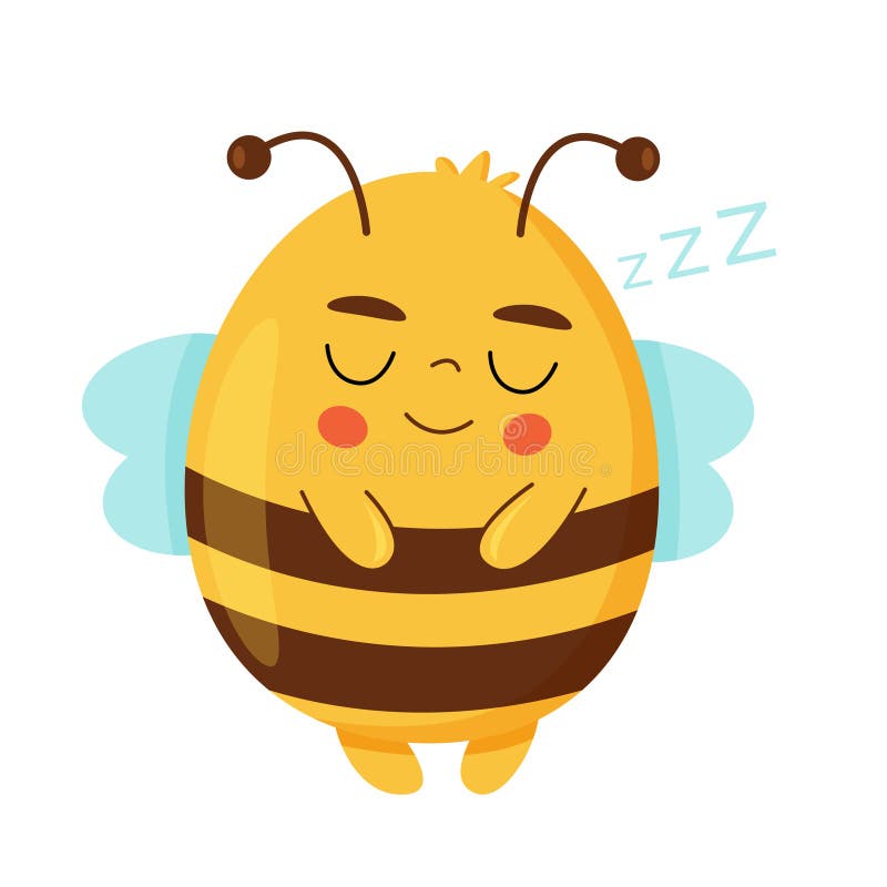 Cute Sleeping Honey Bee, Lovely Flying Insect Character. Stock Vector ...