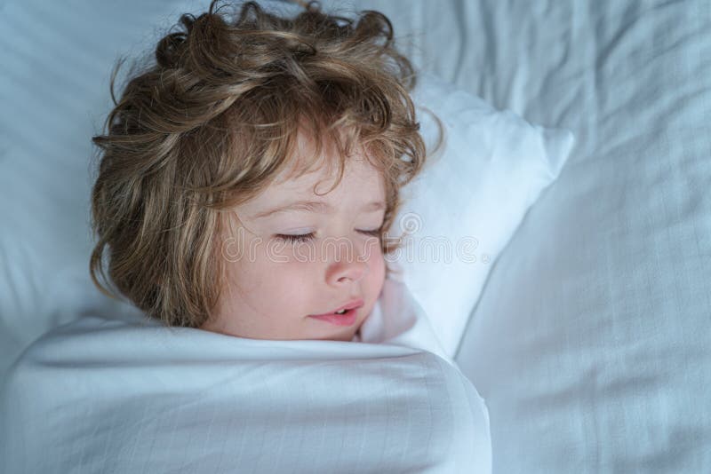 Cute Sleeping Kids in Bed. Sleep Kids. Stock Image - Image of resting ...