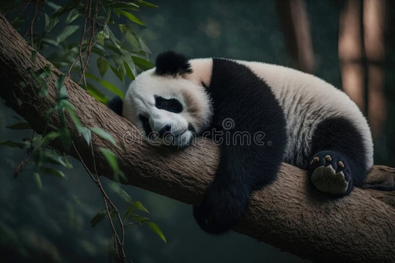Cute Sleeping Panda. Illustration AI Generative Stock Illustration ...