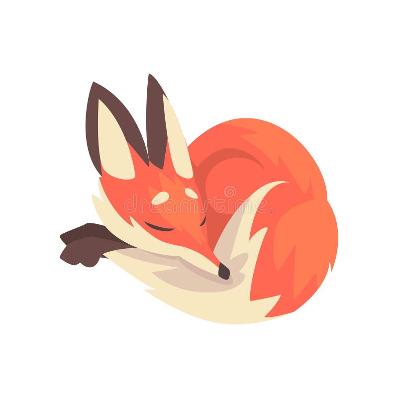 Cute Sleeping Red Fox Character Cartoon Vector Illustration Stock ...