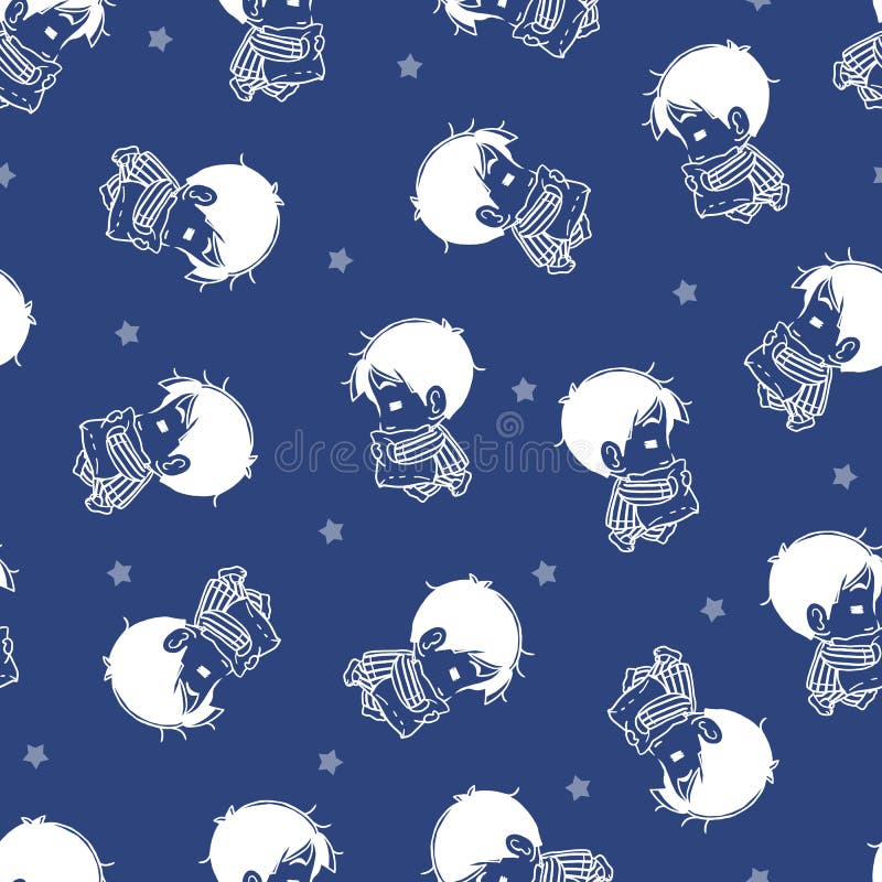 Cute Ski Boys Vector Graphic Line Art Cartoon Seamless Pattern Stock ...