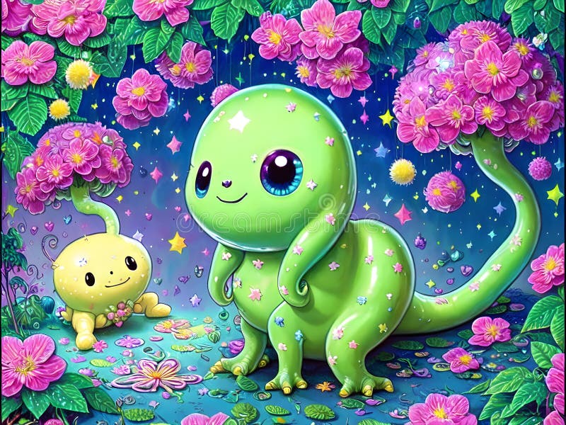 Cute Slime Creatures, Generative AI Illustration Stock Illustration ...