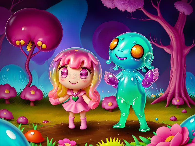 Cute Slime Creatures, Generative AI Illustration Stock Illustration ...