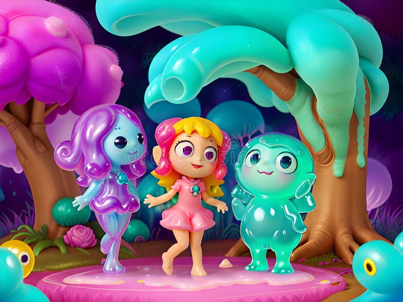 Cute Slime Creatures, Generative AI Illustration Stock Illustration ...
