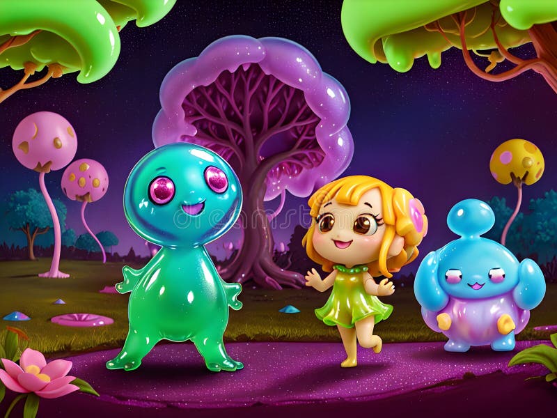 Cute Slime Creatures, Generative AI Illustration Stock Illustration ...