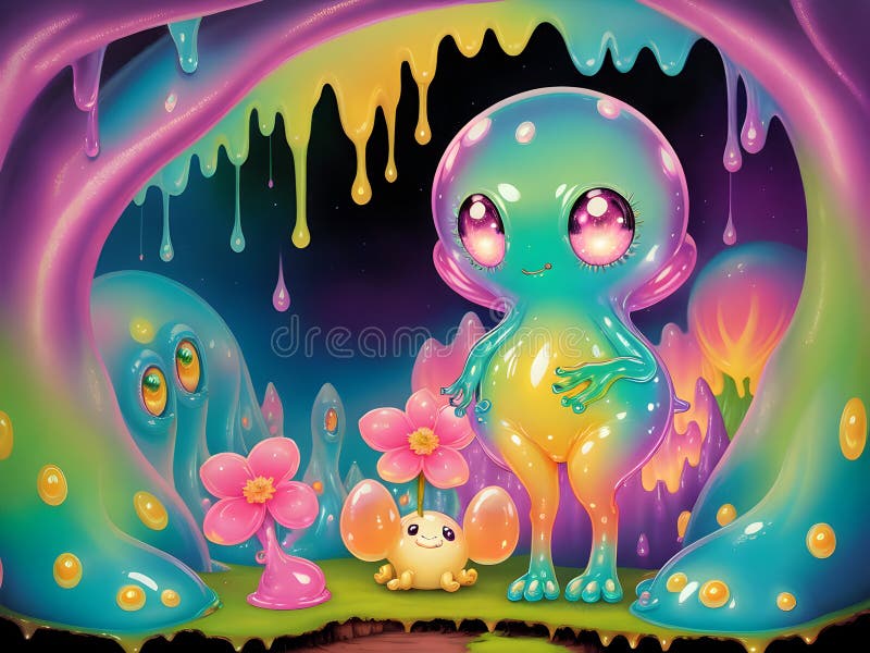Cute Slime Ghost or Monster AI Generated Character Stock Illustration ...