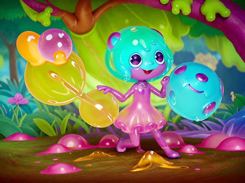 Cute Slime Creatures, Generative AI Illustration Stock Illustration ...