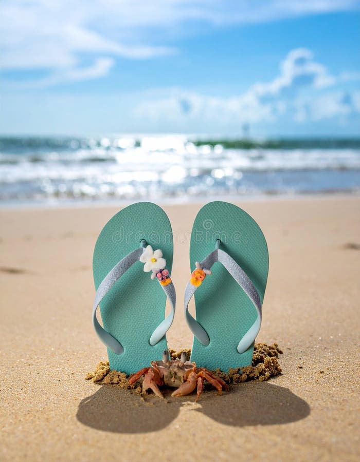 Cute Slipper Sticking Out of the Sand Stock Illustration - Illustration ...