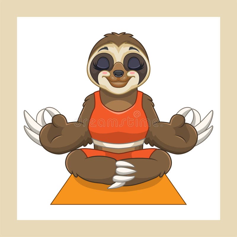 Cute Sloth Cartoon Doing Yoga Stock Vector - Illustration of relax ...