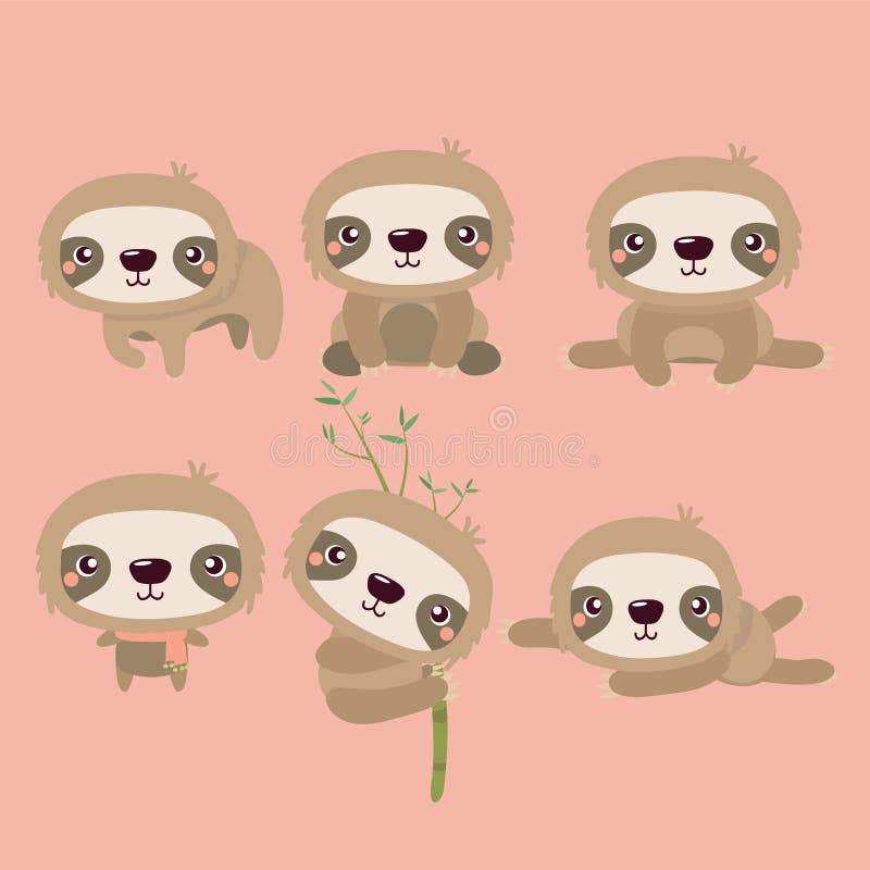 Sloth Hugs Tree Branch. Cute Cartoon Character Stock Vector ...