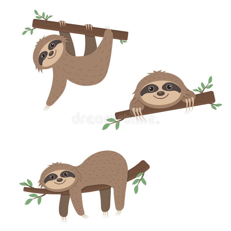 Cute Sloth Characters for Decoration Stock Vector - Illustration of ...