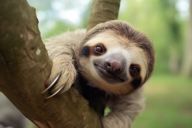 Cute Sloth Hanging on the Tree in the Rainforest, Funny Sloth Hanging ...