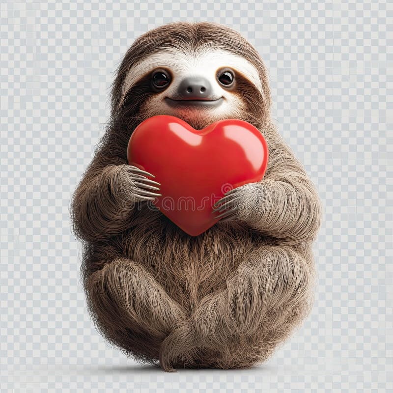 Cute Sloth Holding Heart stock photo. Image of love - 353449834