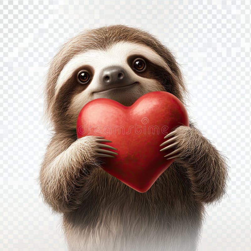 Cute Sloth Holding Heart stock image. Image of love - 353449935