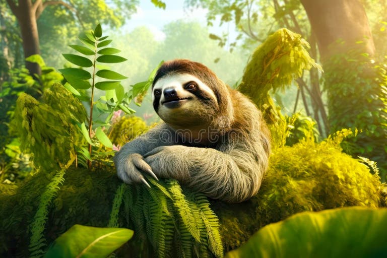 Cute Sloth in the Jungle. Animal in the Jungle Stock Illustration ...