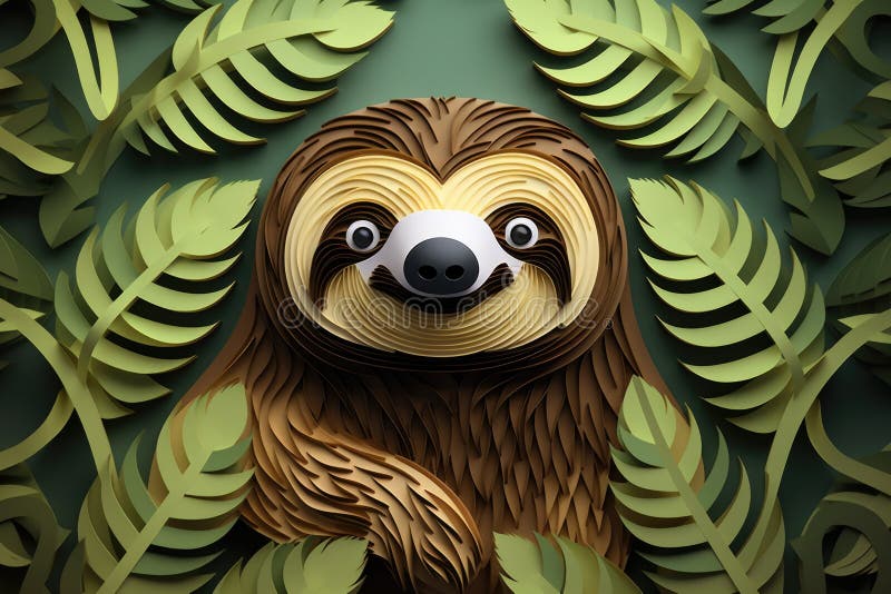 Cute Sloth Paper Art AI Generated Stock Illustration - Illustration of funny, origami: 320907183