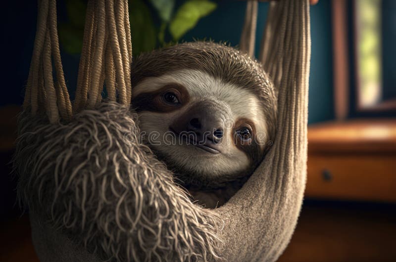 Cute sloth resting stock illustration. Illustration of relax - 266814545